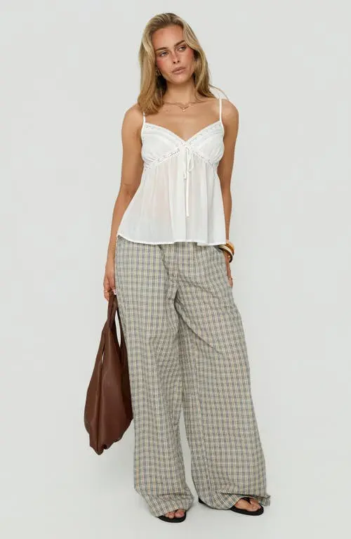 Princess Polly Lunea Plaid Low Rise Wide Leg Pants