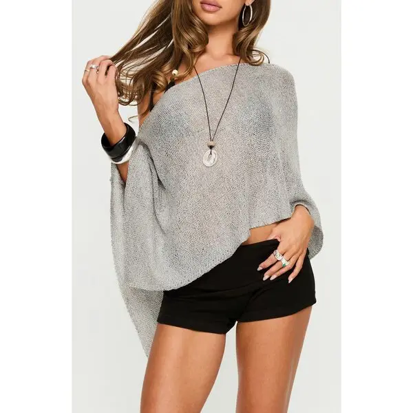 Princess Polly Deonie Sequin One Shoulder Poncho Top