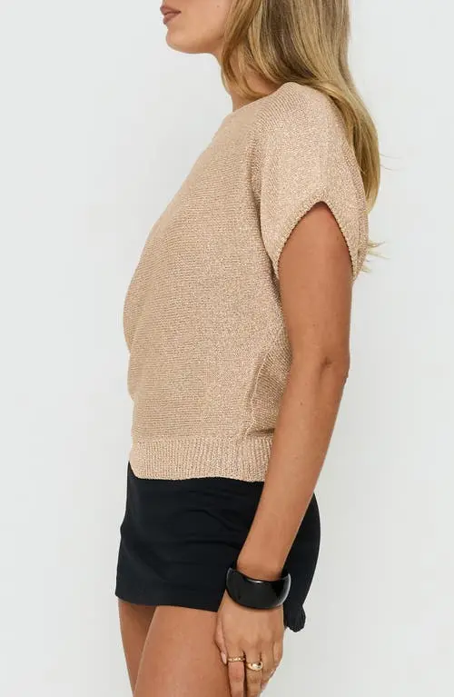 Princess Polly Kysa Off The Shoulder Metallic Knit Top