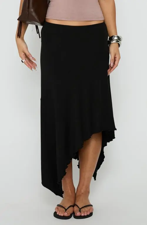 Princess Polly Futura Asymmetric Midi Skirt - Black
