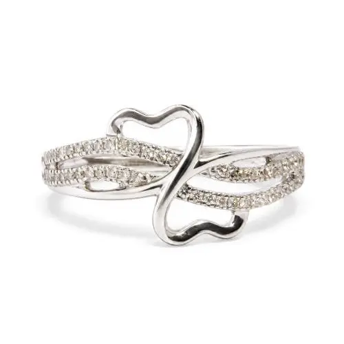 HAUS OF BRILLIANCE 14k 1/5 Cttw Diamond Openwork Bypass Ring - White Gold