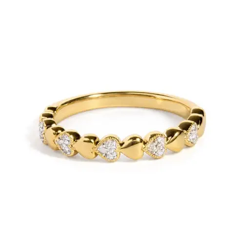 HAUS OF BRILLIANCE Yellow Gold Vermeil Diamond Accent Mini Heart Band Ring - Silver