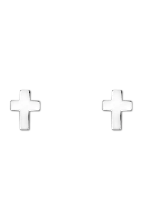 EMMA RAE Mini Cross Sterling Silver Stud Earrings