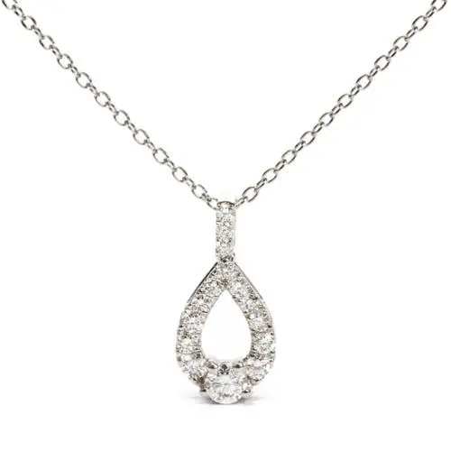 HAUS OF BRILLIANCE Sterling 1/2 Cttw Lab Grown Diamond Open Pear Shape Pendant Necklace - Silver