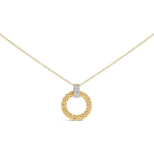 HAUS OF BRILLIANCE Gold Vermeil 1/10 Cttw Diamond Bold Pendant Necklace - Silver
