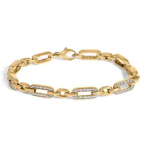 HAUS OF BRILLIANCE Gold Vermeil 1/6 Cttw Diamond Paperclip Link Bracelet - Silver