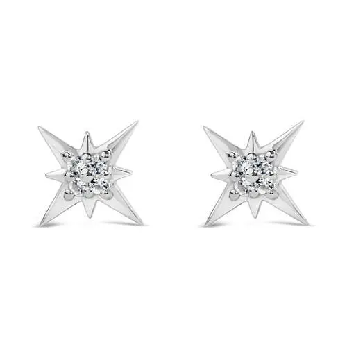 HAUS OF BRILLIANCE Sterling Lab Created White Sapphire Starburst Stud Earrings - Silver