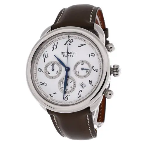 Hermès Arceau Chronograph Automatic Watch Stainless Steel And Leather 43