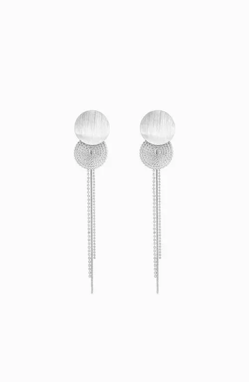 BEARFRUIT JEWELRY Kira Overlapping Chain Drop Earrings Modern Dainty Statement - Silver