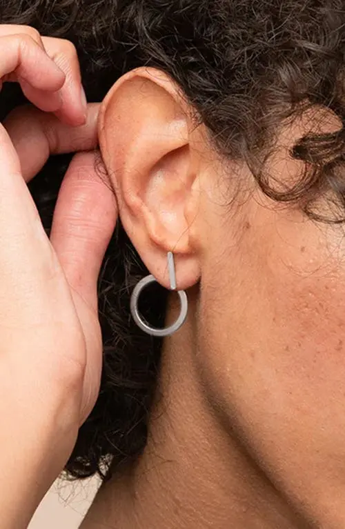 BEARFRUIT JEWELRY Ruth Circle Earring Jackets Geometric Dainty Modern Jewelry - Silver