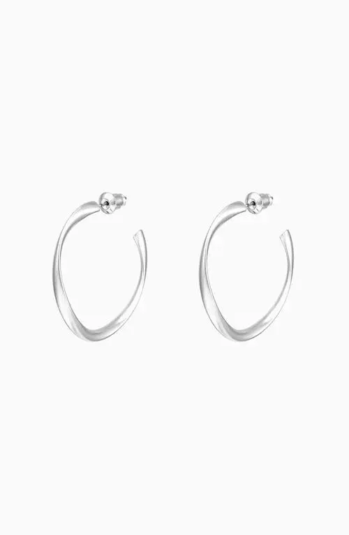 BEARFRUIT JEWELRY Leslie Large Twisted Hoop Earrings Modern Statement Jewelry - Silver