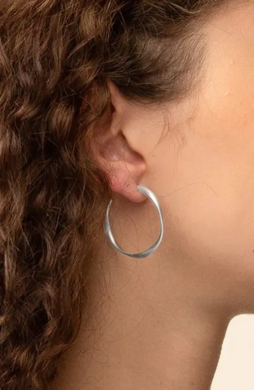 BEARFRUIT JEWELRY Leslie Large Twisted Hoop Earrings Modern Statement Jewelry - Silver