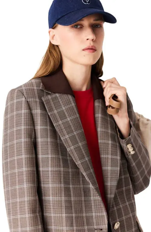 Maje Check Jacket With Removable Collar