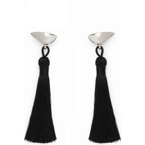 Lady Grey Tassel Lobe Earrings - Silver