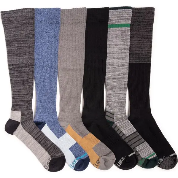 MUK LUKS 6 Pair Pack Compression Knee High Cotton Socks