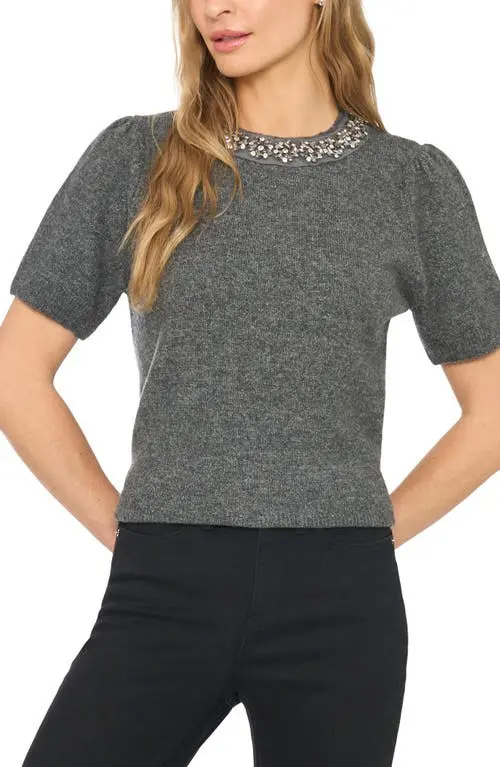 CECE DUPRAZ Embellish Collar Sweater - Medium Heather Grey