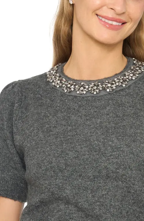 CECE DUPRAZ Embellish Collar Sweater - Medium Heather Grey