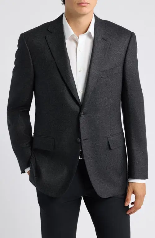 Canali Siena Regular Fit Solid Wool & Silk Sport Coat - Charcoal