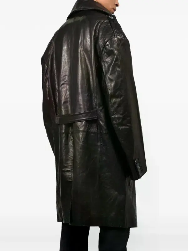 GREG ROSS Double-breasted Oversized Leather Coat