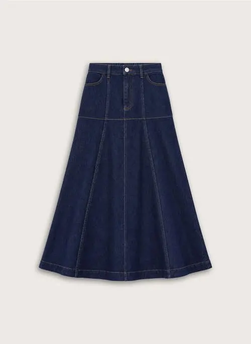 Baukjen Viola A-line Denim Midi Skirt