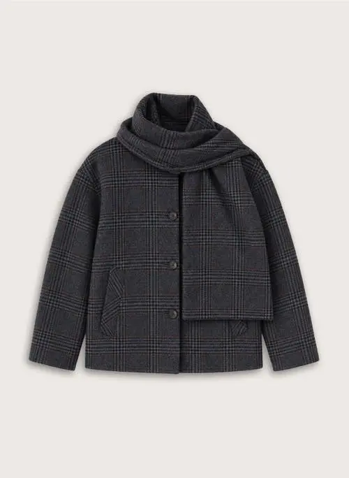 Baukjen Tess Check Detachable Scarf Coat