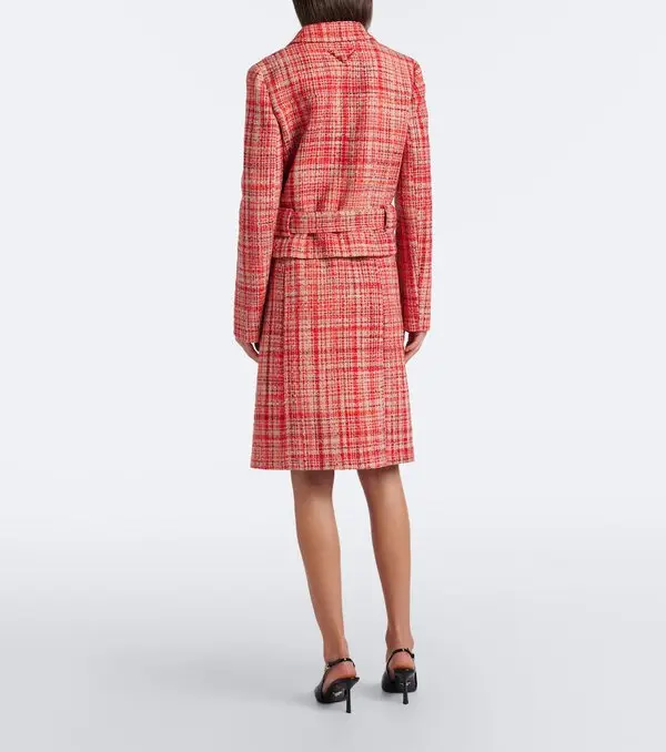 Prada Wool, Cotton, And Silk Tweed Midi Skirt
