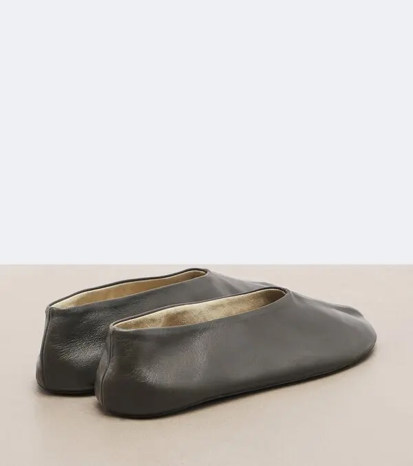 THE ROW Stella Leather Ballet Flats - Green