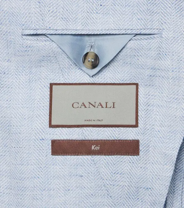 Canali Herringbone Linen And Wool Blazer