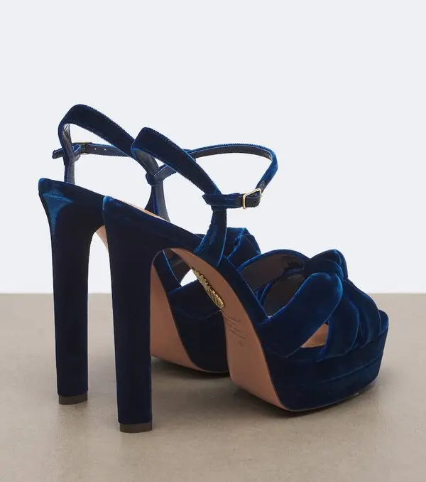 AQUAZZURA Cupid Plateau Velvet Platform Sandals