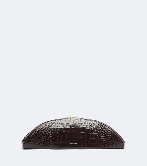 MUGLER Lua Croc-effect Leather Clutch