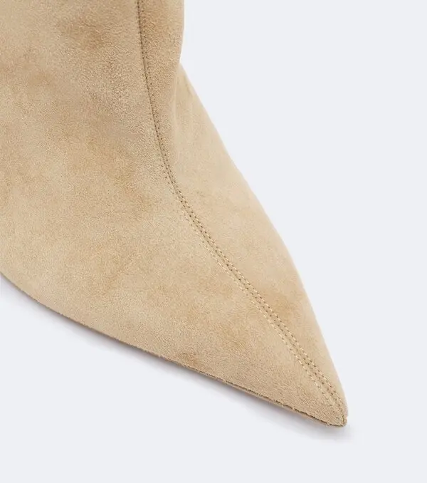 Paris Texas Lidia Shearling-trimmed Suede Ankle Boots - Beige
