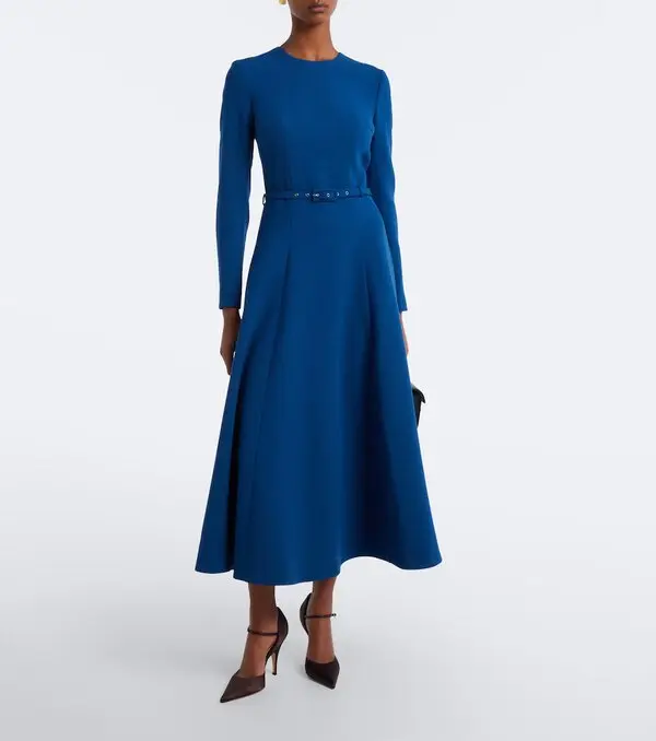 EMILIA WICKSTEAD Capucine Belted Wool Crêpe Midi Dress