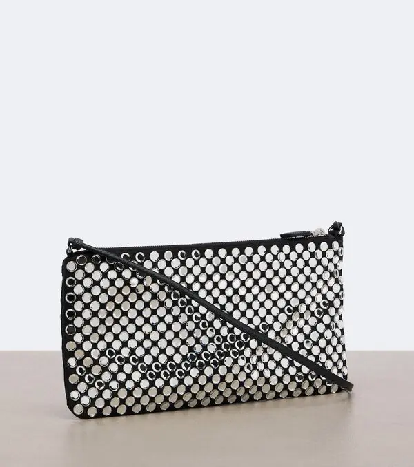 Prada Embellished Leather-trimmed Shoulder Bag