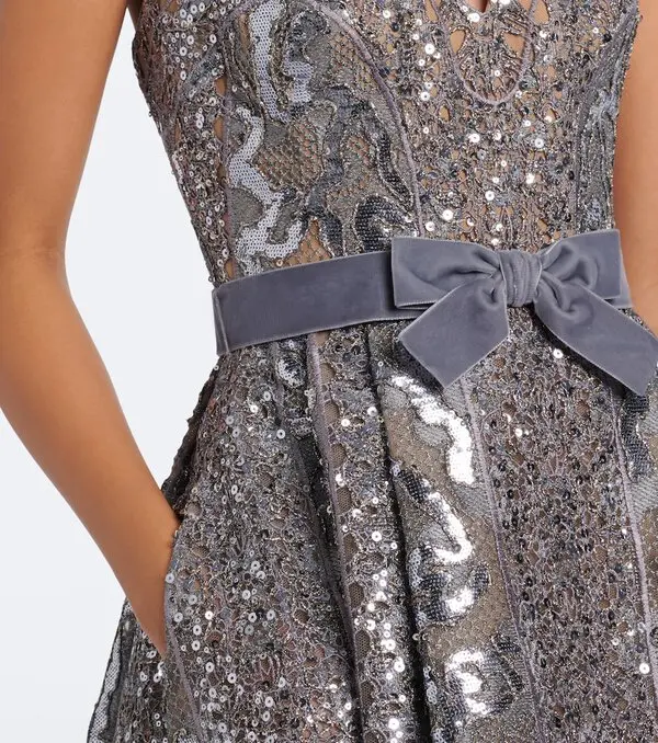 Elie Saab Sequined Tulle Bustier Dress