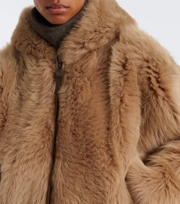 Brunello Cucinelli Monili Shearling Hooded Shearling Jacket