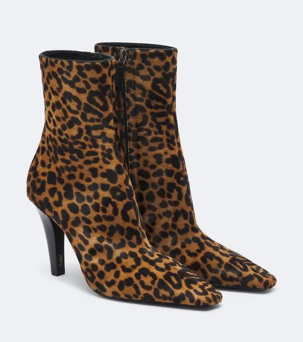 Saint Laurent Jill Leopard-print Calf Hair Ankle Boots