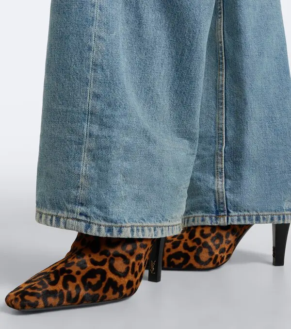 Saint Laurent Jill Leopard-print Calf Hair Ankle Boots