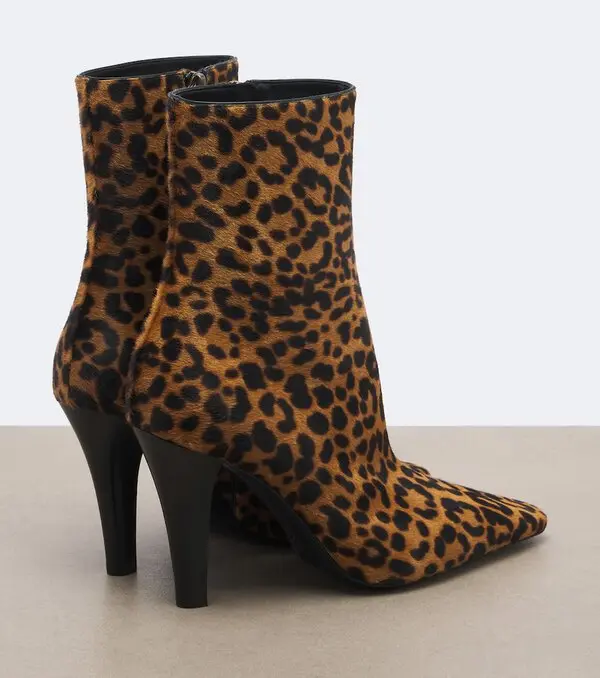 Saint Laurent Jill Leopard-print Calf Hair Ankle Boots