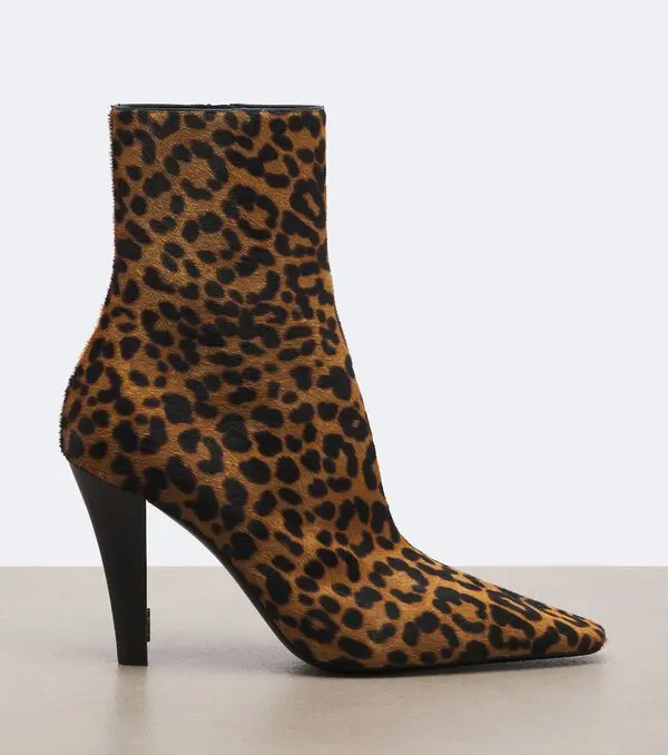 Saint Laurent Jill Leopard-print Calf Hair Ankle Boots