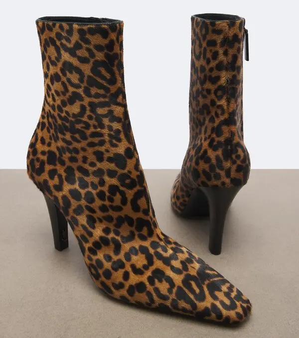 Saint Laurent Jill Leopard-print Calf Hair Ankle Boots