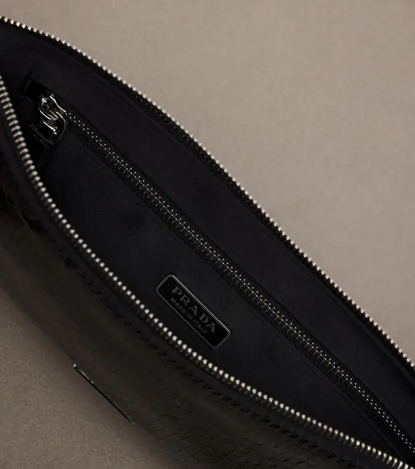 Prada Sequined Leather-trimmed Shoulder Bag