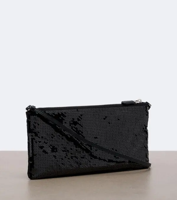 Prada Sequined Leather-trimmed Shoulder Bag