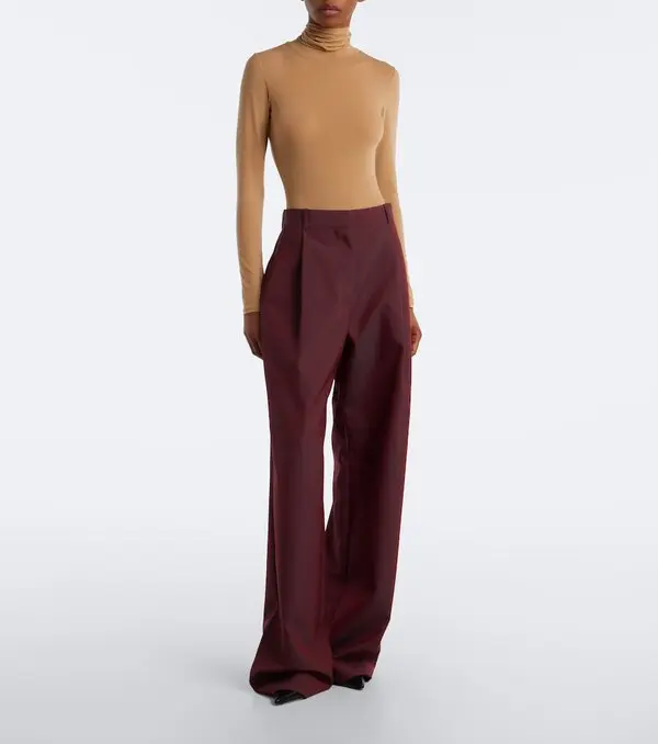 THE ROW Lowe Pleated Virgin Wool Straight Pants