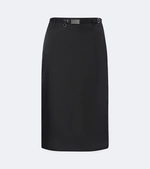 Prada Belted Re-nylon Pencil Skirt - Black