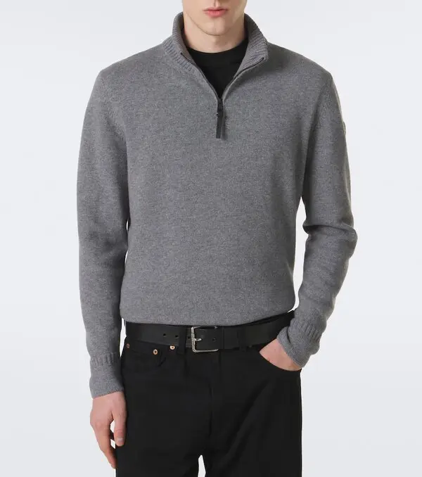 Moncler Wool And Cashmere-blend Half-zip Sweater