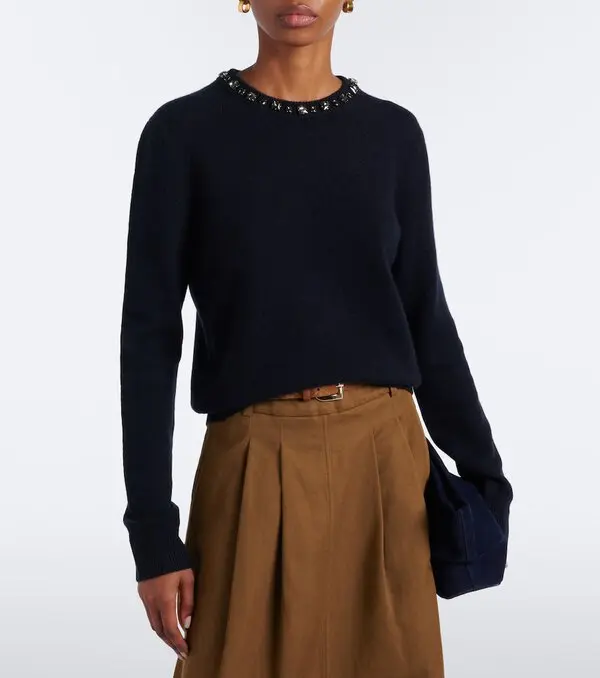 Vince Embellished Wool And Cashmere-blend Sweater