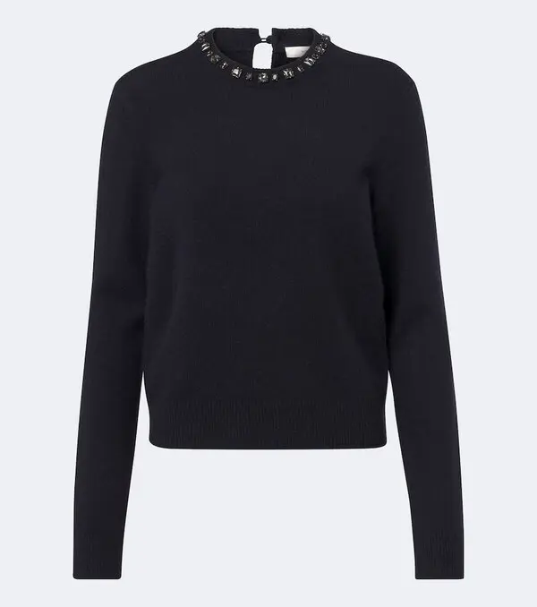 Vince Embellished Wool And Cashmere-blend Sweater - Blue