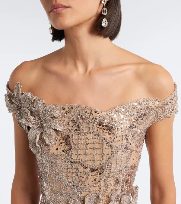Elie Saab Embellished Silk-blend Tulle Gown