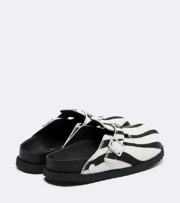 BIRKENSTOCK Boston Zebra-print Calf Hair Mules