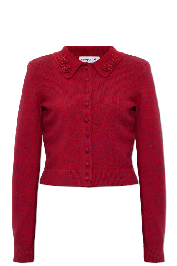 SELF-PORTRAIT Cardigan With Appliqué On The Collar